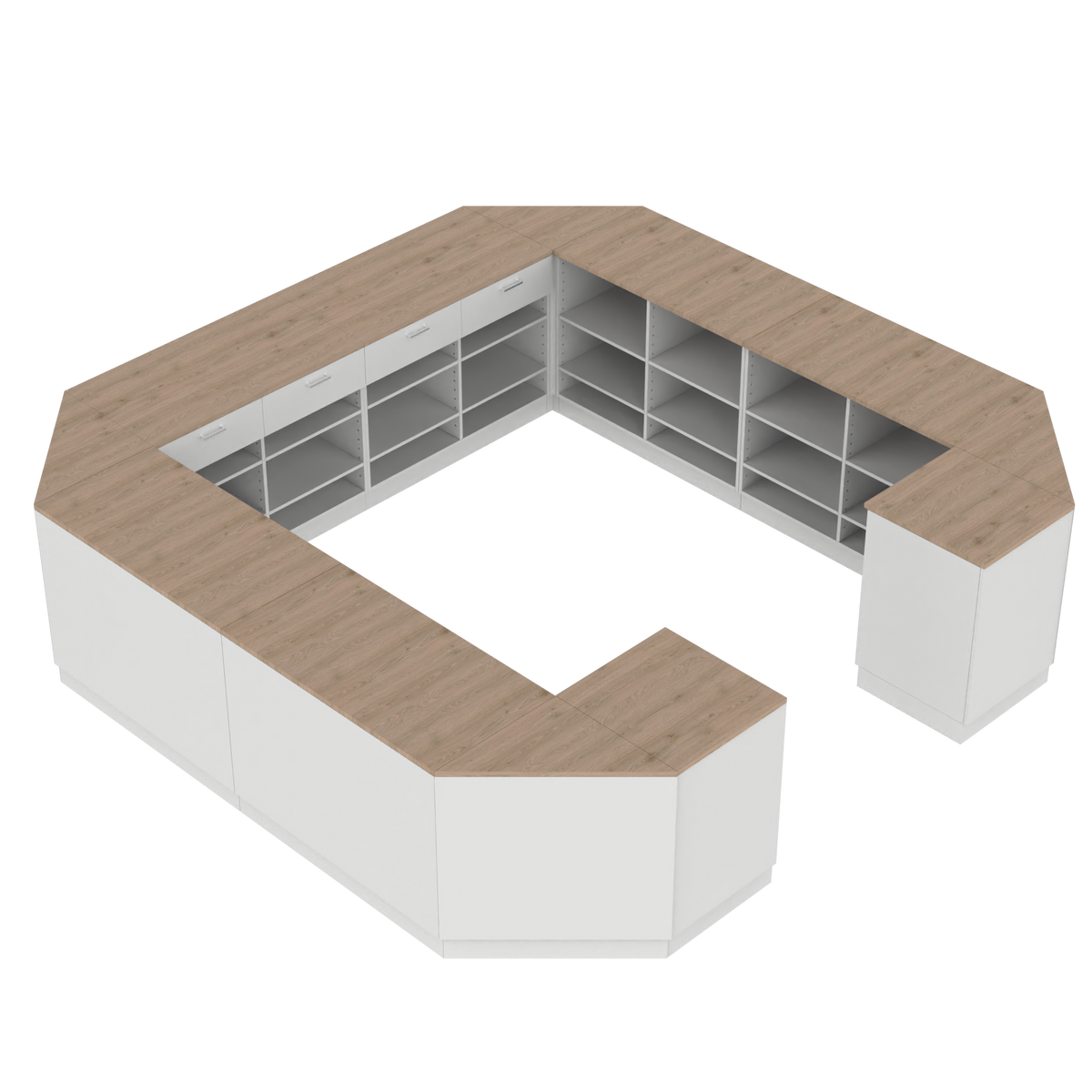 Retail Counter O, White/Oak – Tradewalls